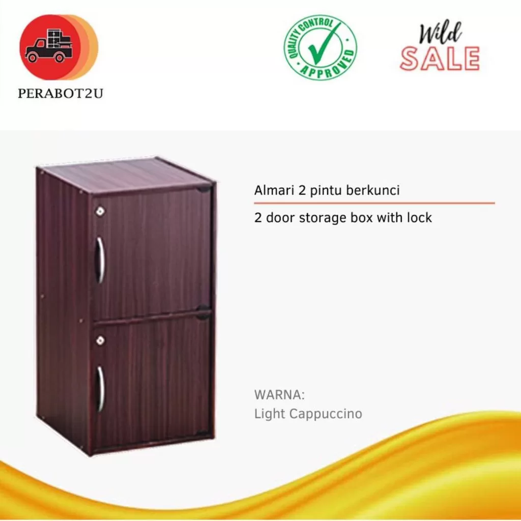 2 Pintu Almari Serbaguna dengan Kunci - Perabot2u.com.my