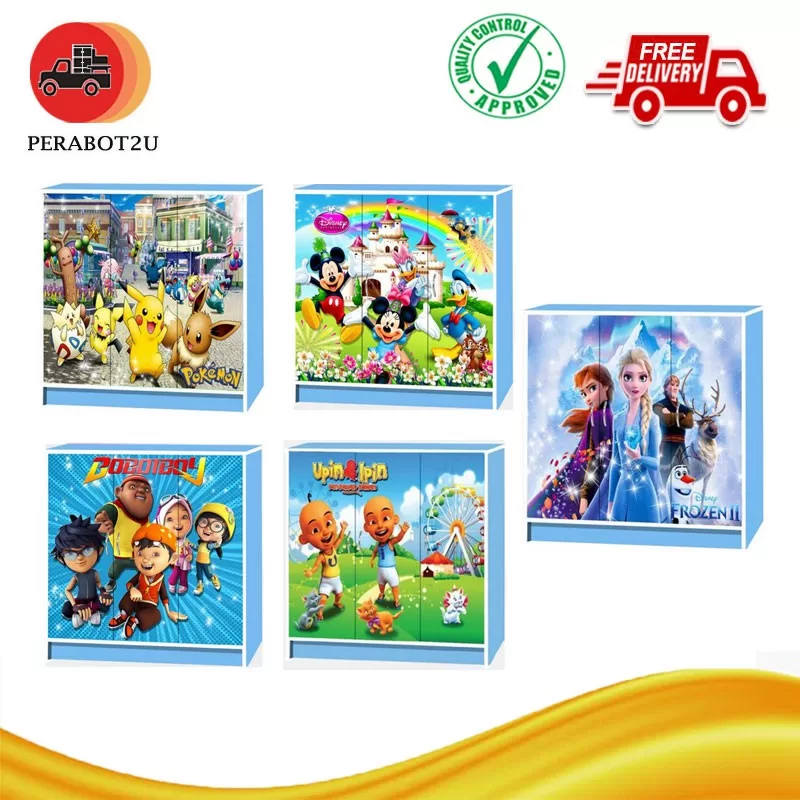 Almari Kartun 3 Pintu / 3 Door Cartoon Wardrobe - Perabot2u.com.my